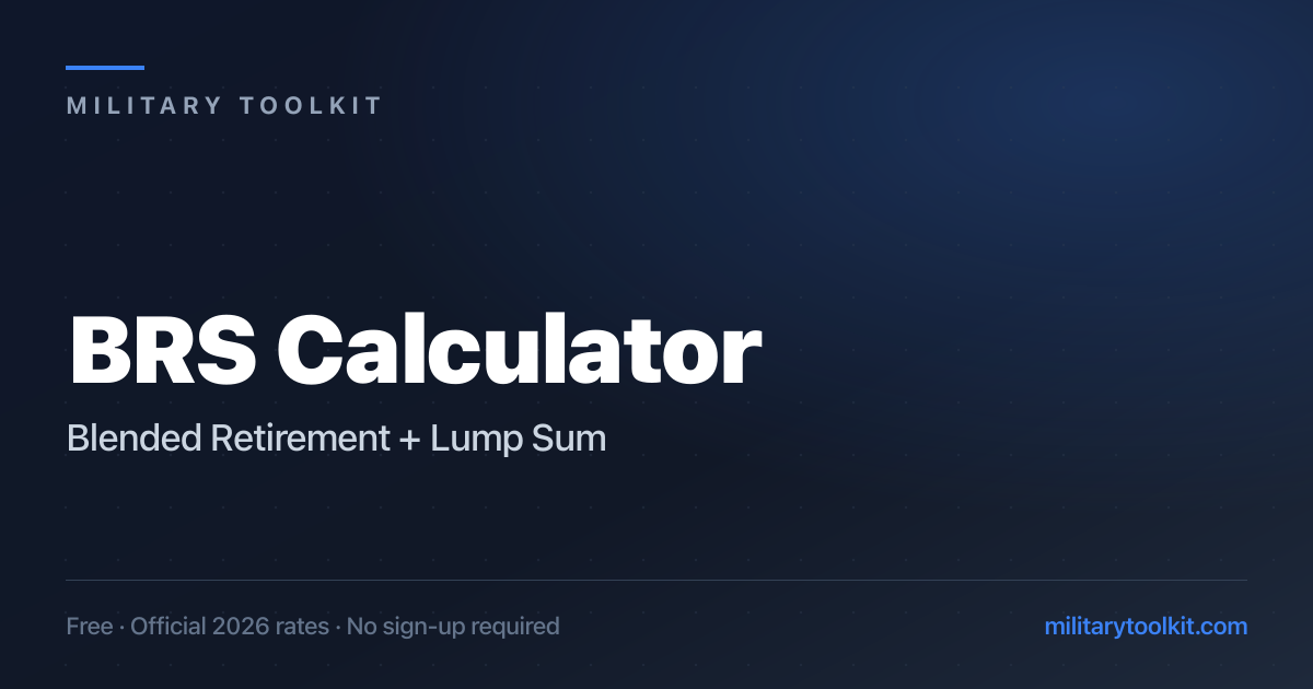 BRS Calculator 2026 — Blended Retirement Lump-Sum & Continuation Pay