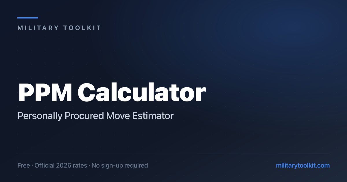 PPM Calculator 2026 — Personally Procured Move Estimator