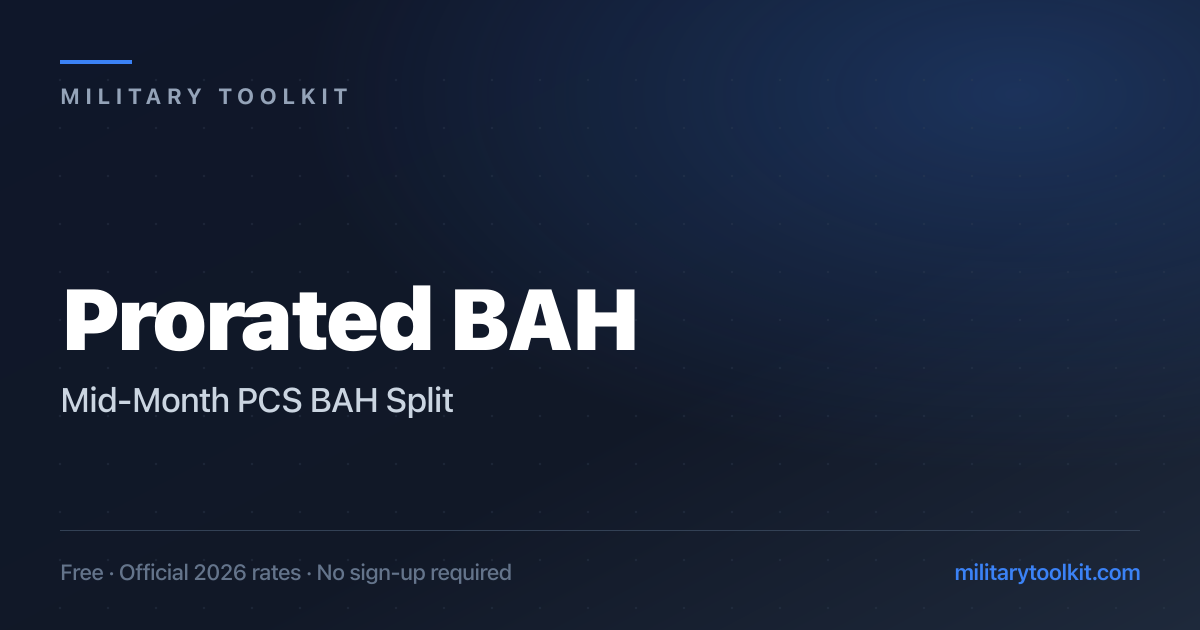 Prorated BAH Calculator — Mid-Month PCS BAH Split 2026